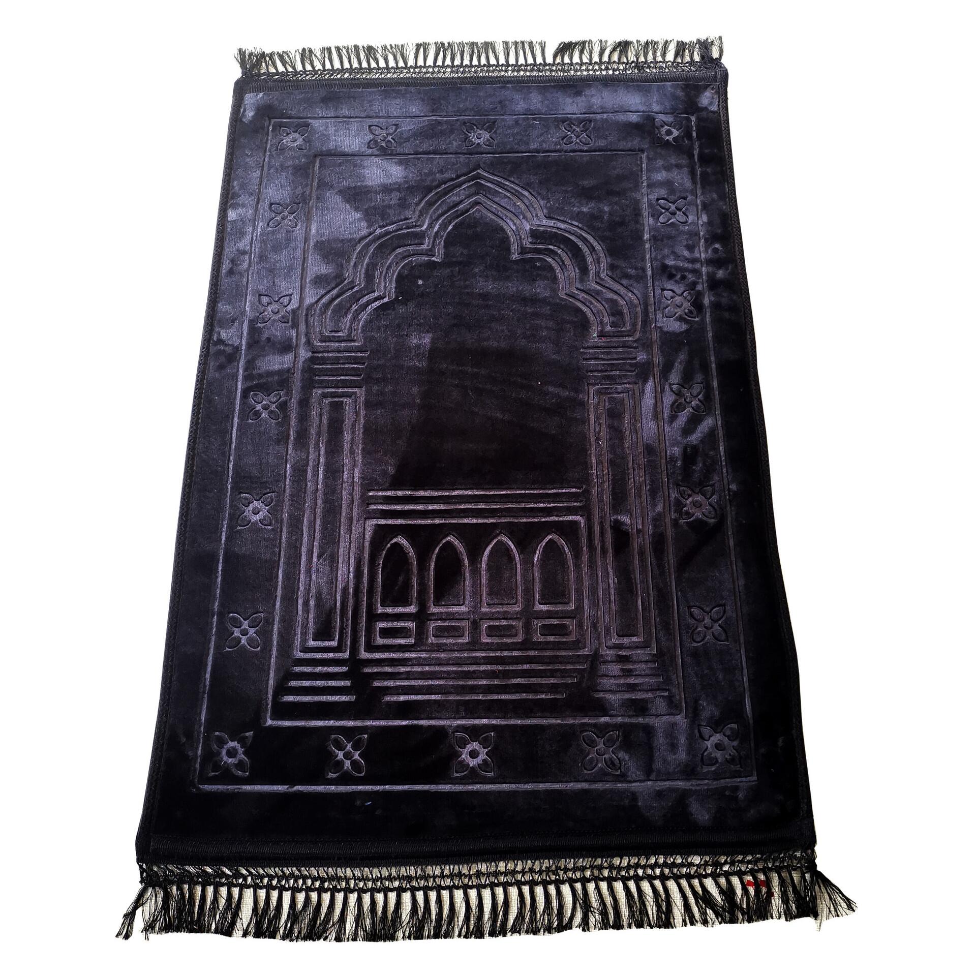 Black Embossed Plain Prayer Mat - Warm World Group