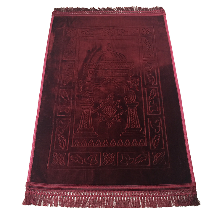 Burgundy Red Embossed Plain Prayer Mat - Warm World Group